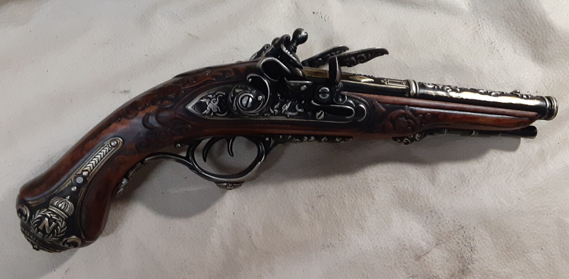 Steampunk Style 1806 Aged Napoleonic Non Firing 2 Barrel Flintlock