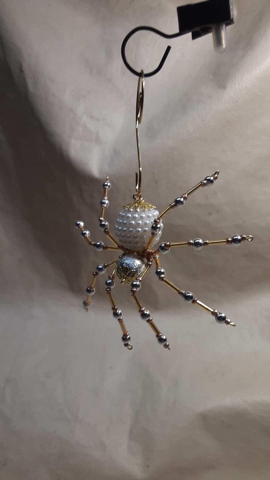 Steampunk/Christmas Pearl Silver and Gold Spider - Steam Forged Studios