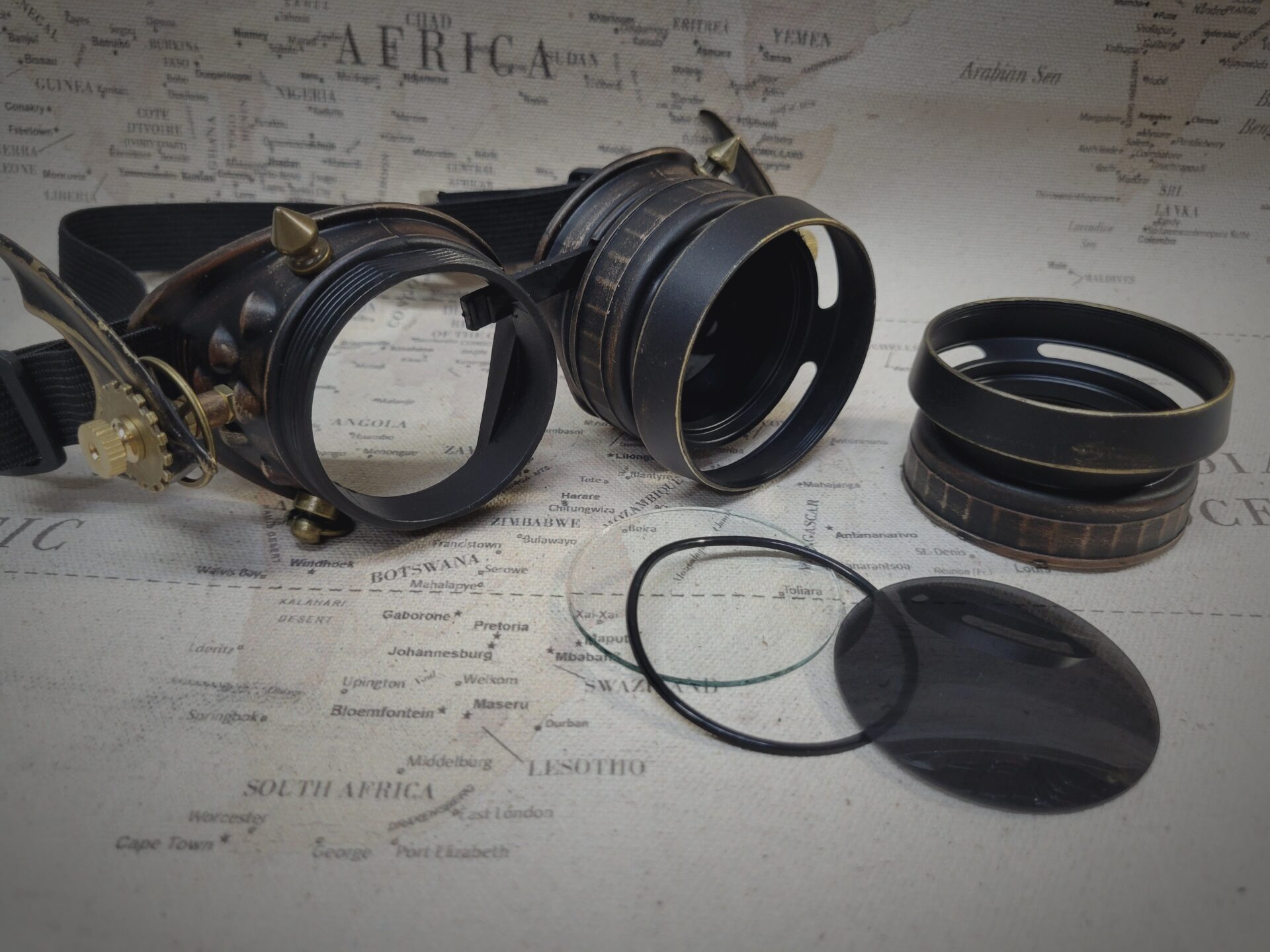 Steampunk Style Brown/Gold Dragon Wing Goggles - Steam Forged Studios