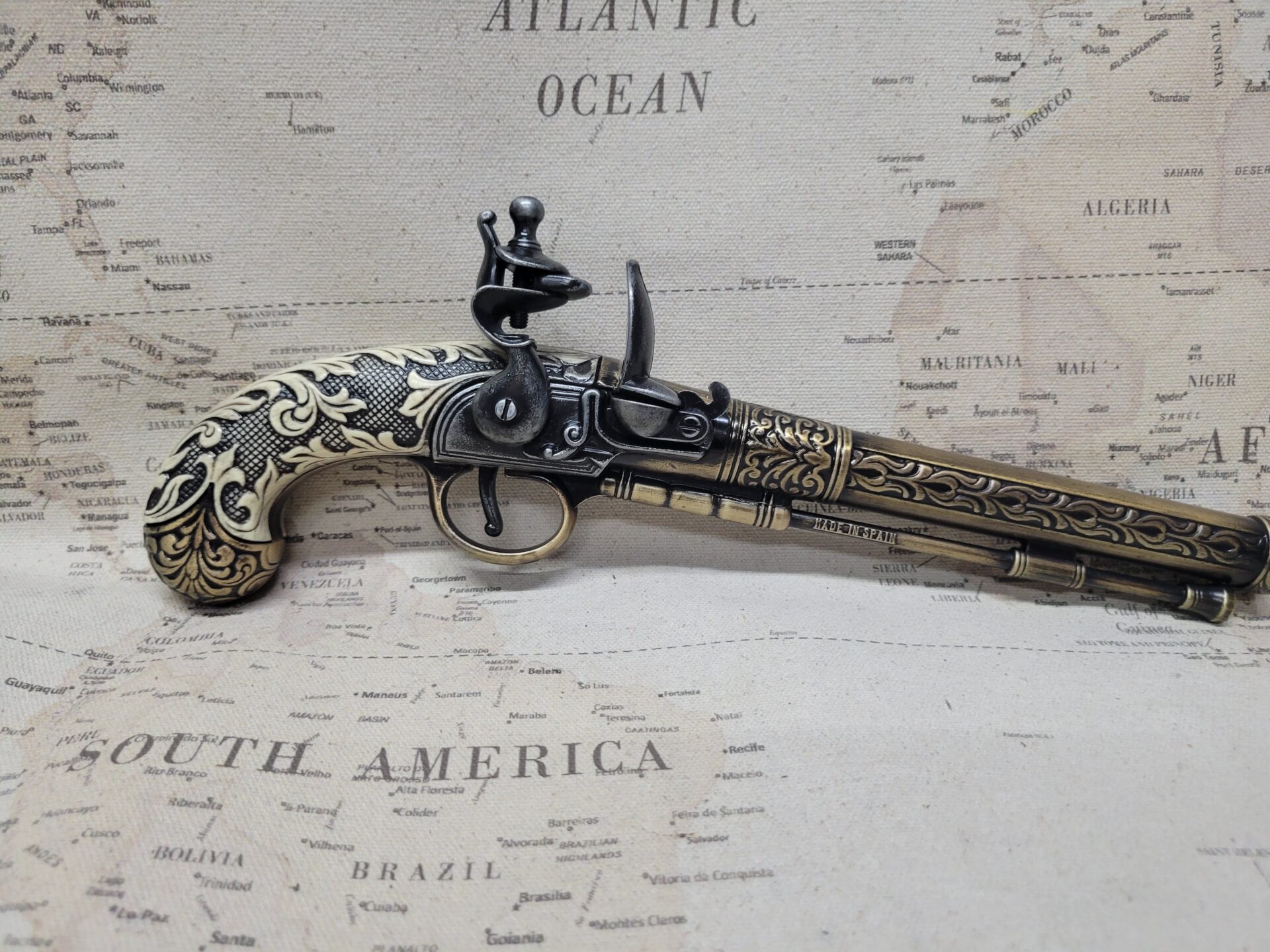 Steampunk Style Non-Firing 18th Century Aged Belgian Dueling Flintlock
