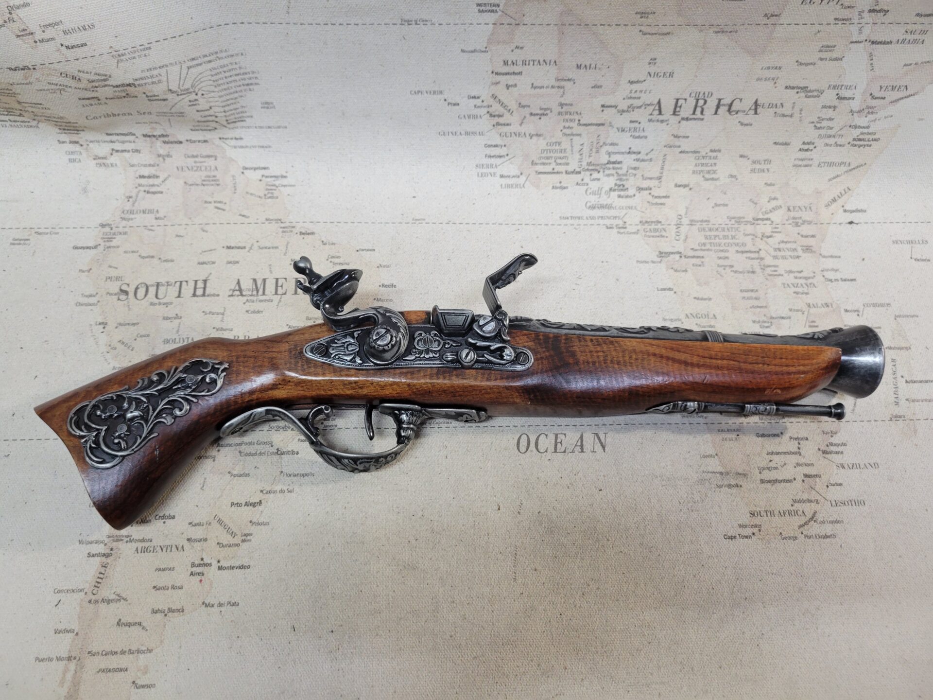 Right Handed Steampunk Style Austrian Aged Pewter Non Firing Flintlock ...