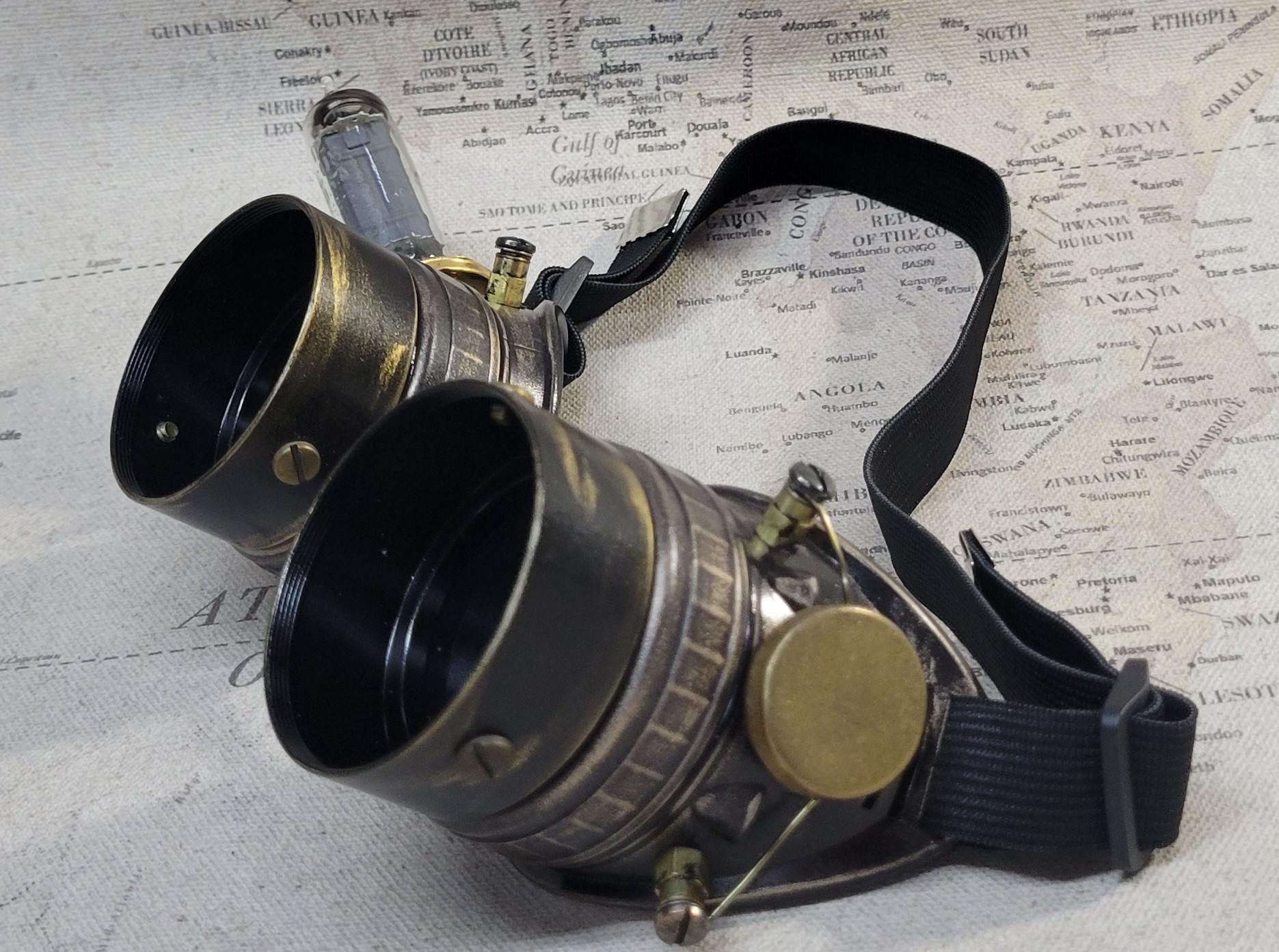Steampunk Engineer Brown/German Silver Goggles With Black Aluminum ...